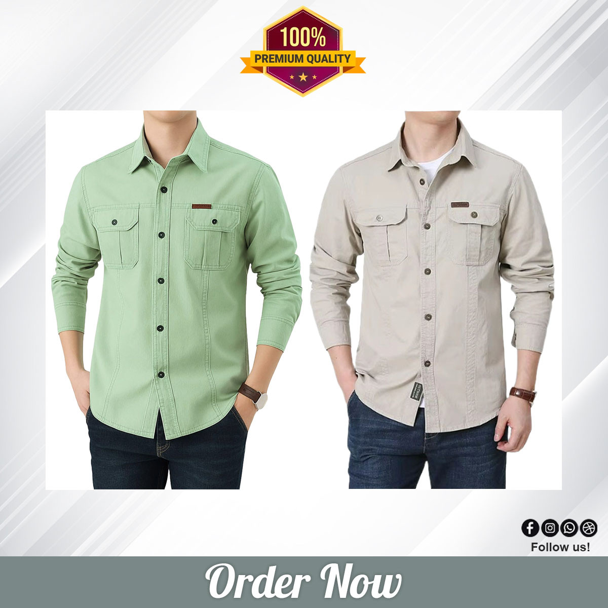 Double Pocket Full Sleeves Panel Shirt || 1492